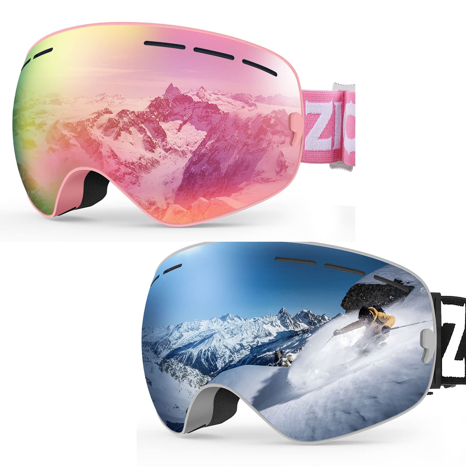 ZIONOR Lagopus Ski Goggles and XMINI Kids Ski Goggles