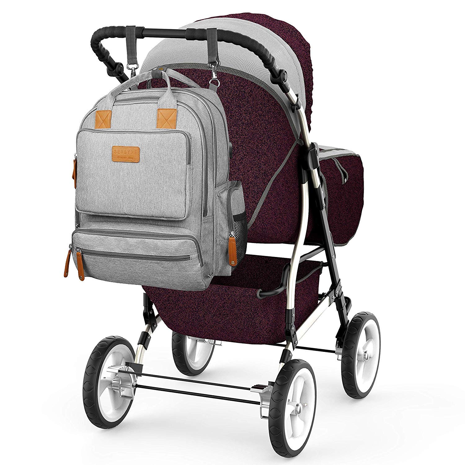 PAINISTIC Baby Neutral Multi-Function Diaper Bag Backpack, Gray, 15.4 x 6.3X 17.4 Inch