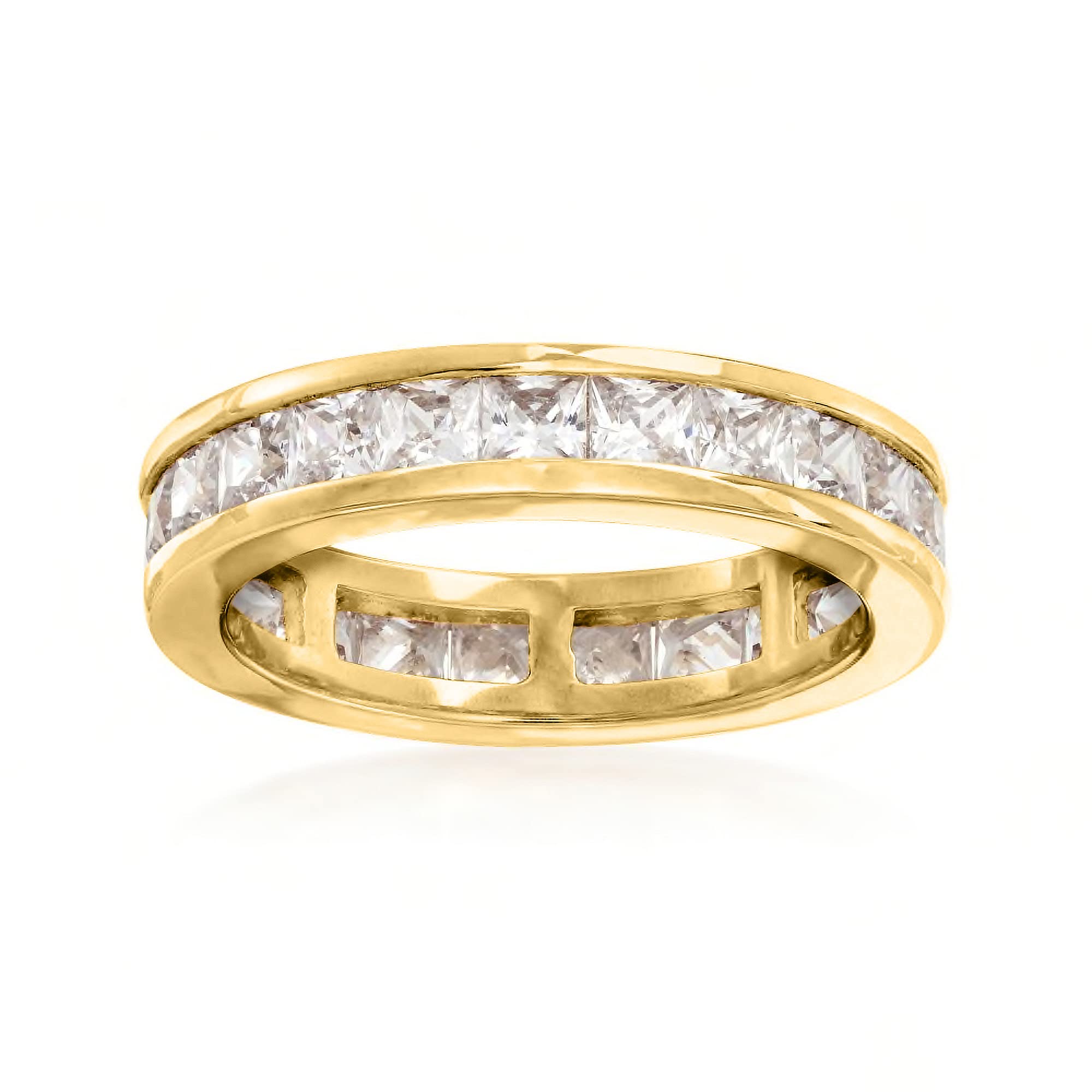Ross-Simons 3.00 ct. t.w. CZ Eternity Band in 18kt Yellow Gold Over Sterling Silver. Size 5