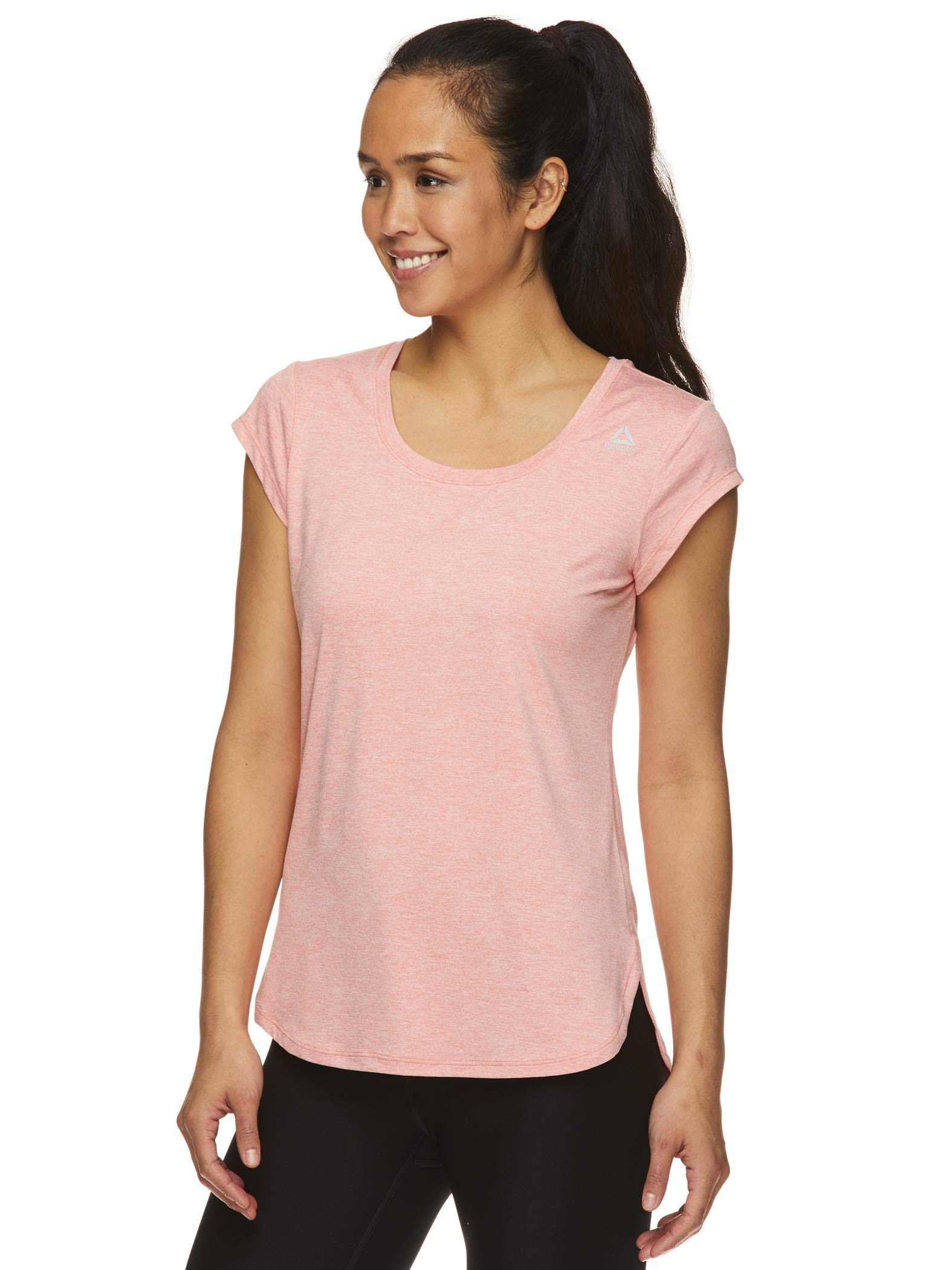 Reebok Women's Legend Running & Gym T-Shirt - Performance Short Sleeve Workout Clothes for Women - Legend Top Shell Pink Heather Orange, Medium