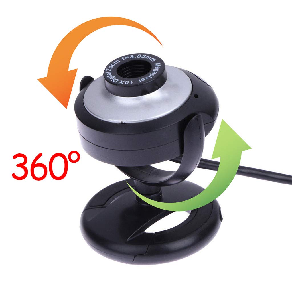 PMUYBHF USB Webcam Camera Webcam with Microphone and Speakers, Noise Reduction, Auto Low Light Correction, 360 rotation swivel head design for angle adjustment (Black)