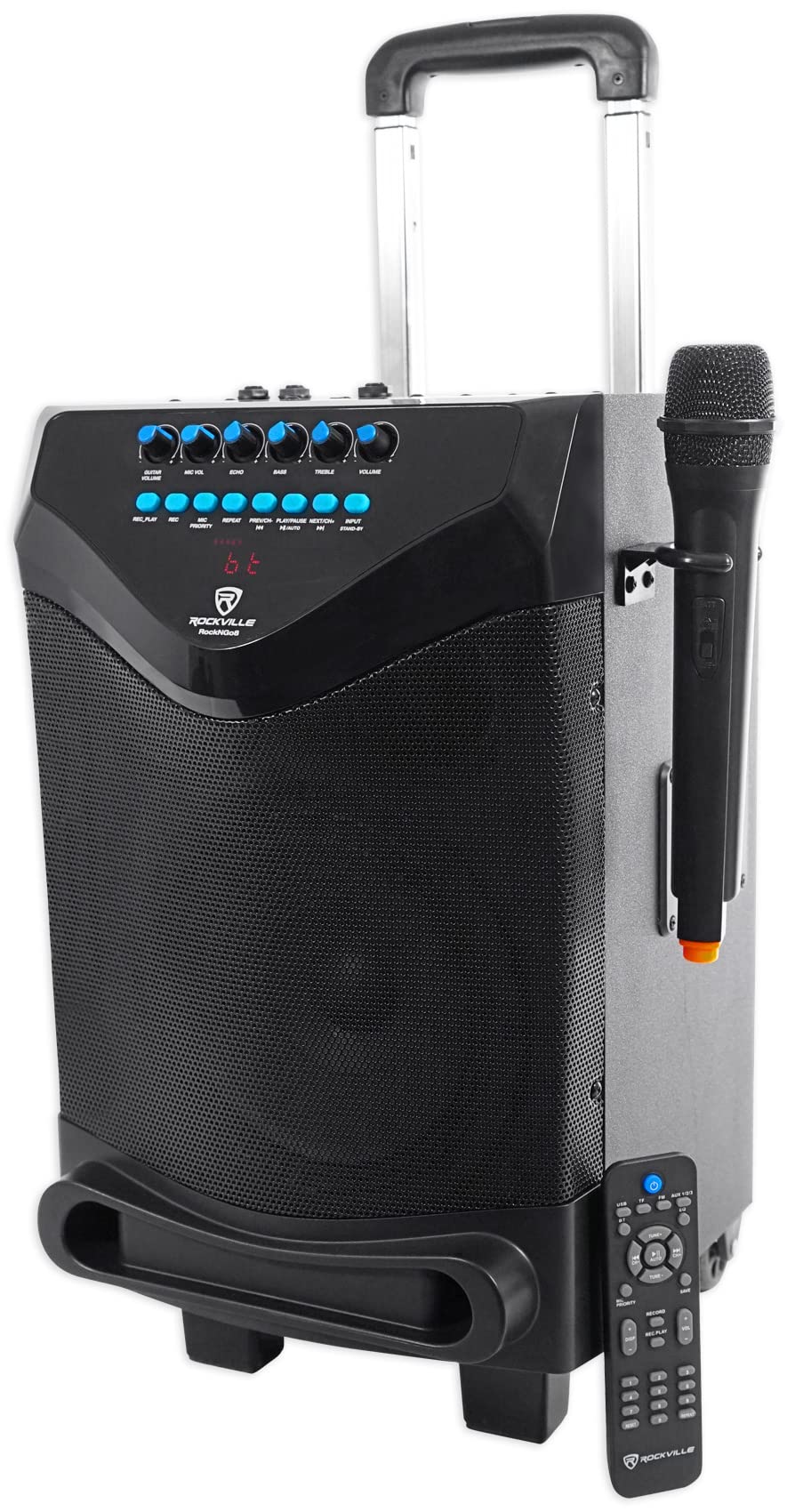 RockvilIe 8" Portable YouTube Bluetooth Karaoke Machine/System w/Wireless Mic