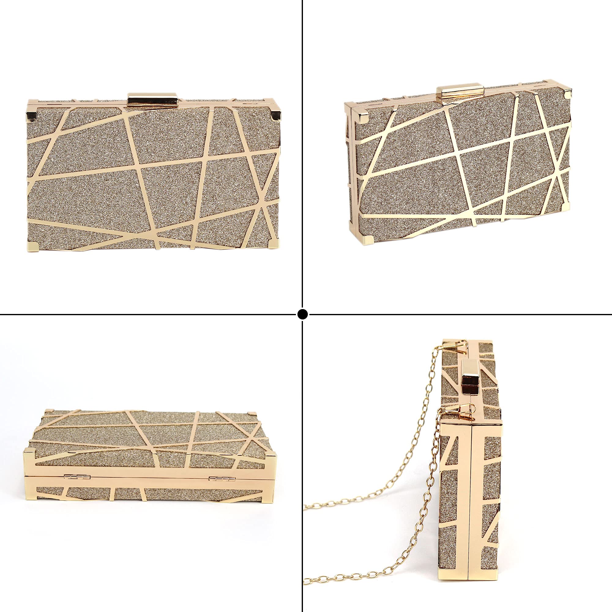 Women Metal Vintage Evening Bag Clutch Purse Hollow Wedding Party Chain Crossbody Bag