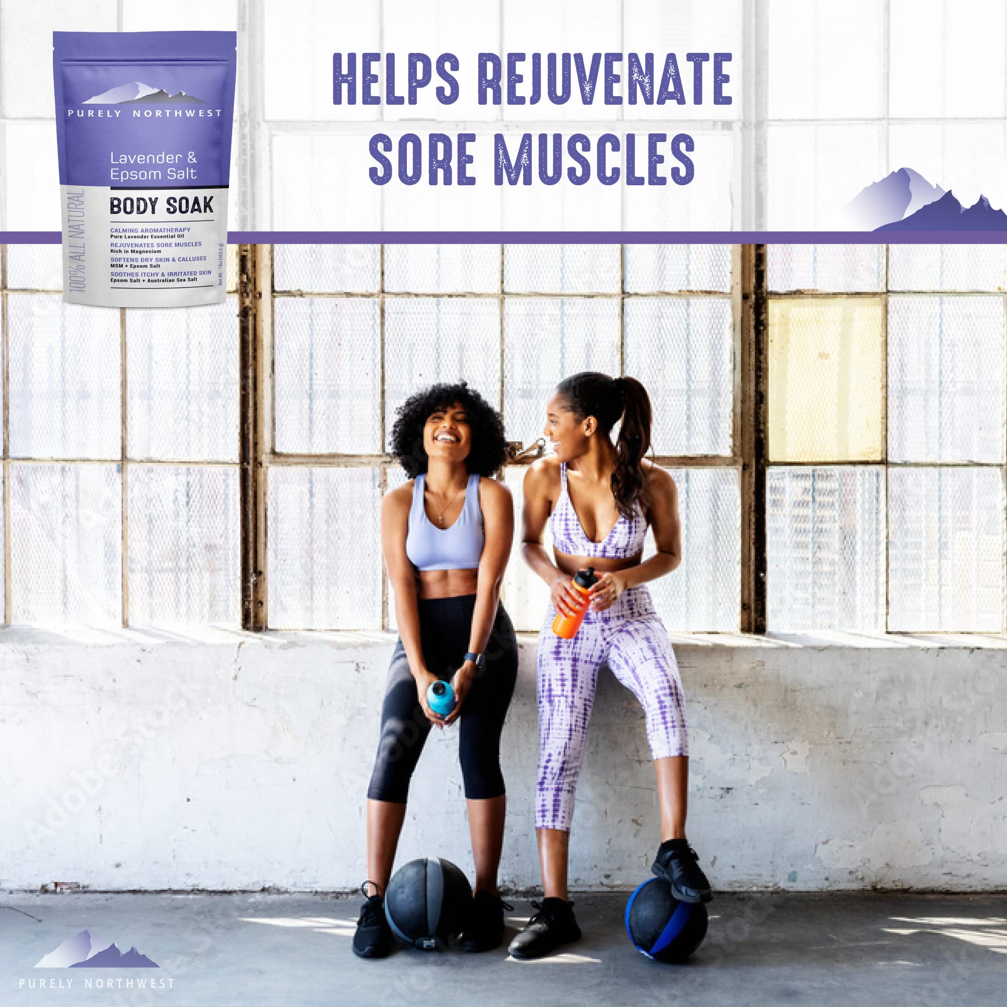 Premium Lavender, MSM & Epsom Salt Body Soak-Aromatherapy which Promotes a Good Night Sleep-Soothes Tense, Sore & Overworked Muscles-Excellent as a Foot Soak! 1LB