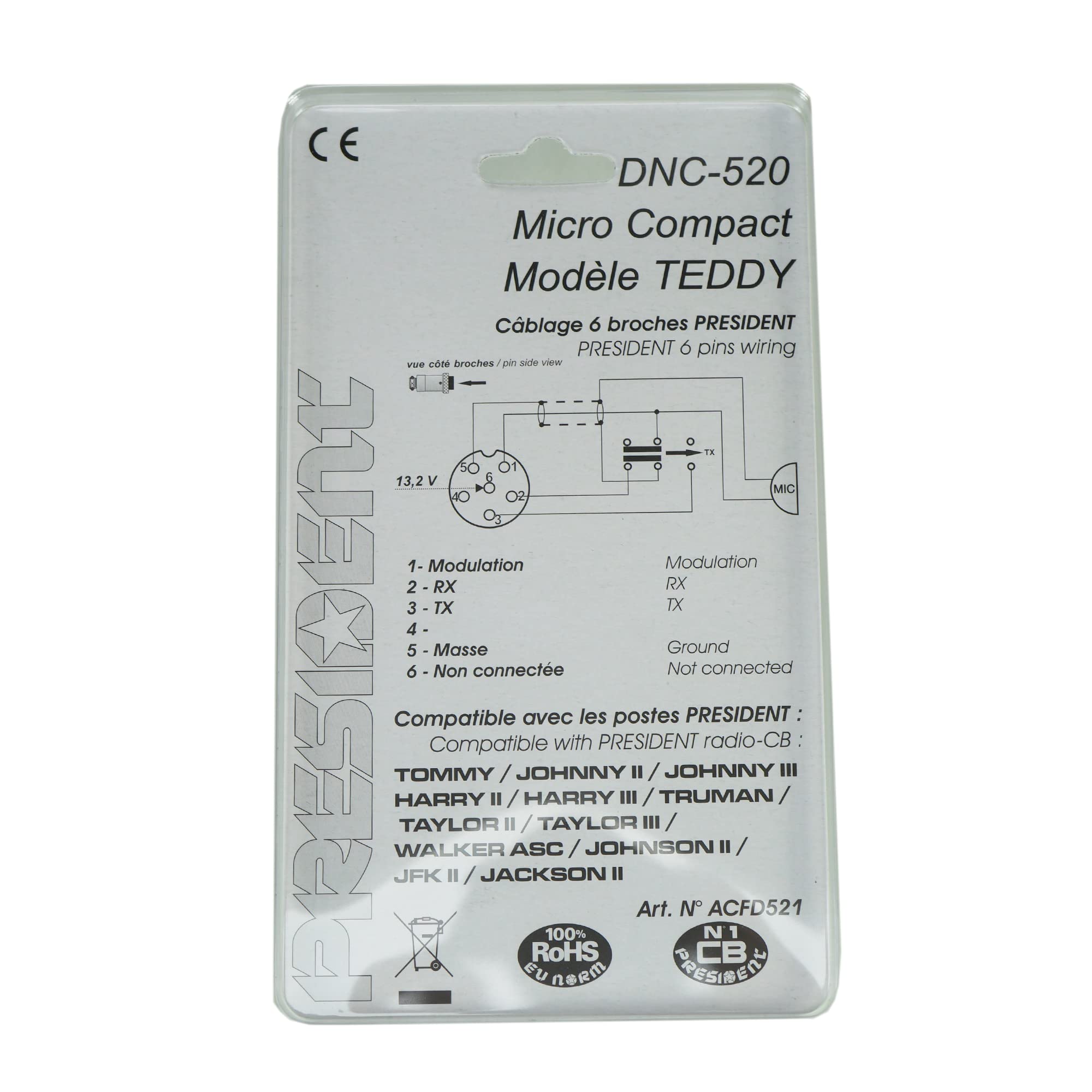 PRESIDENT DNC-520 Up/Down Compact 6 Pin Mic