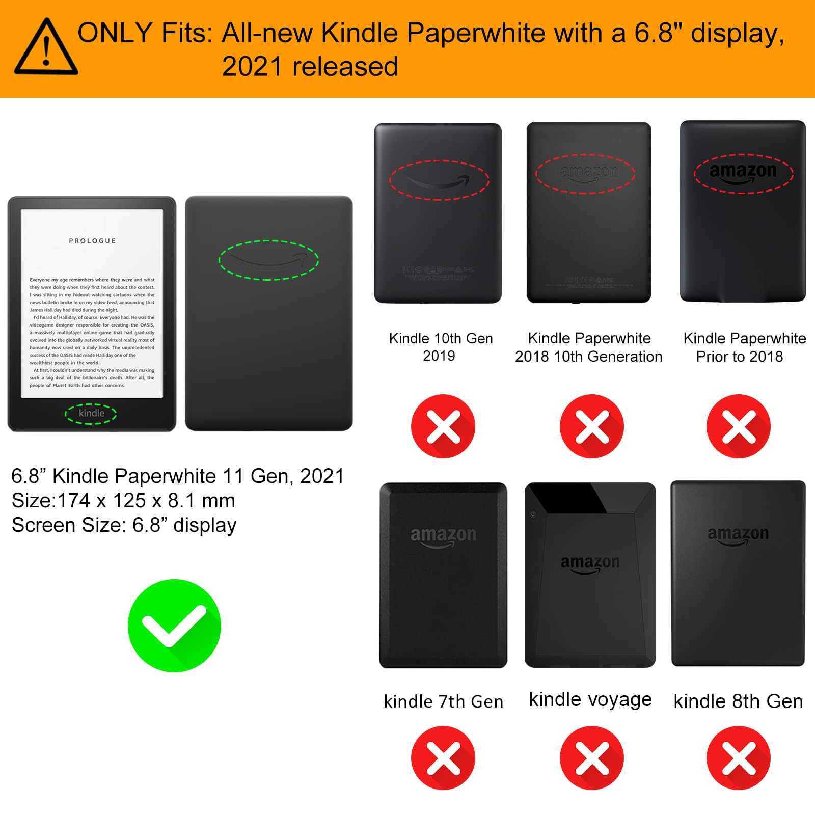 WALNEW Case for Kindle Paperwhite 11th Generation & Signature Edition(6.8β)- Slim Lightweight PU Leather Foldable Protective Case Cover Accessories with Auto Wake/Sleep, Flower