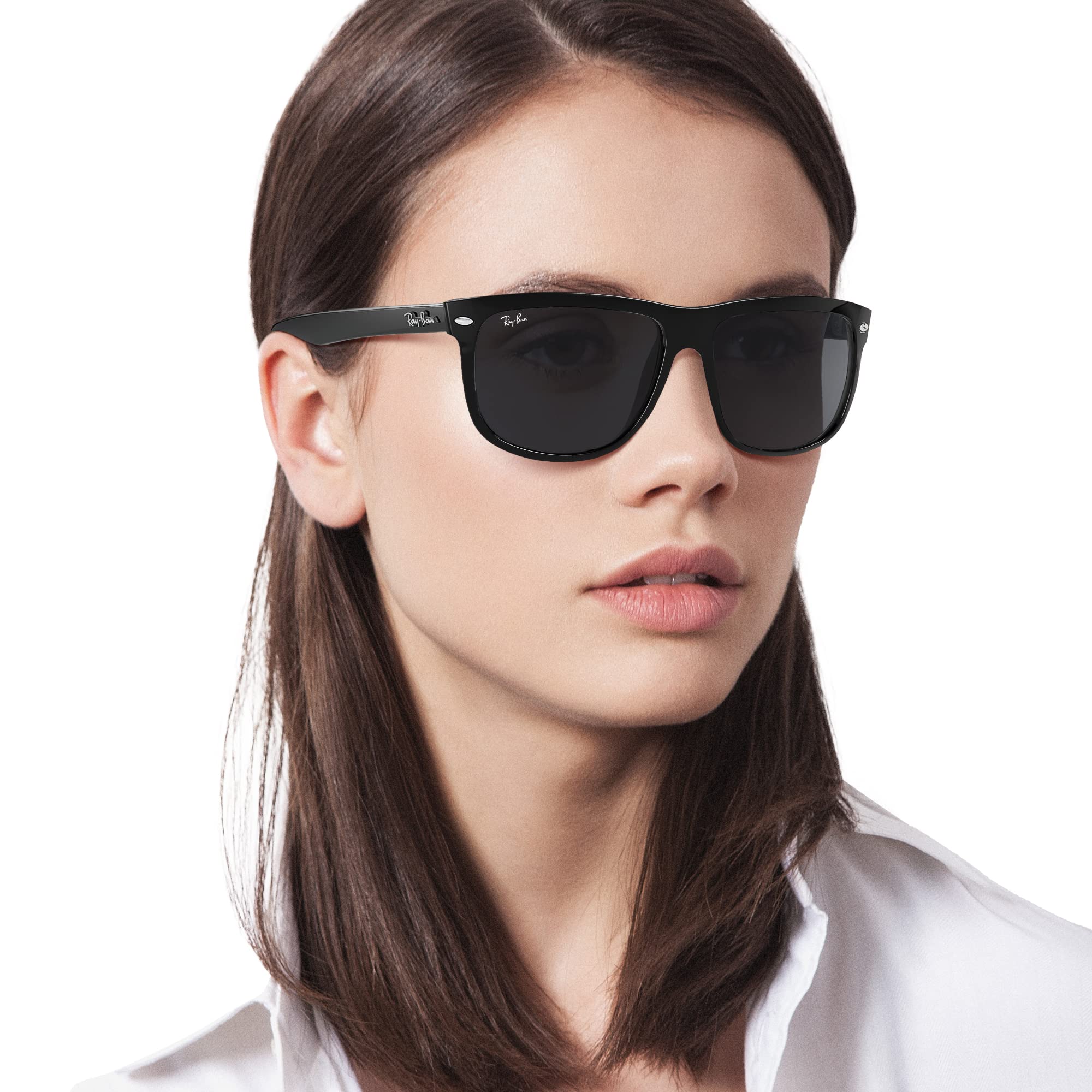 Ray-Ban RB4147 Boyfriend Square Sunglasses, Black/Dark Grey, 60 mm