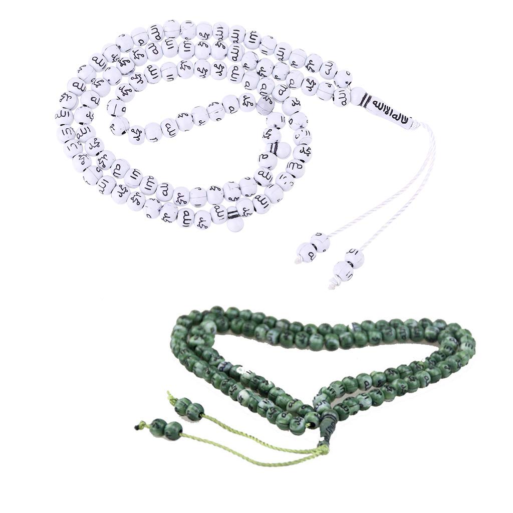 VAYNEkaisa Round Shape Prayer Beads Muslim Islamic Tasbih Allah Beaded Adults Bracelet White