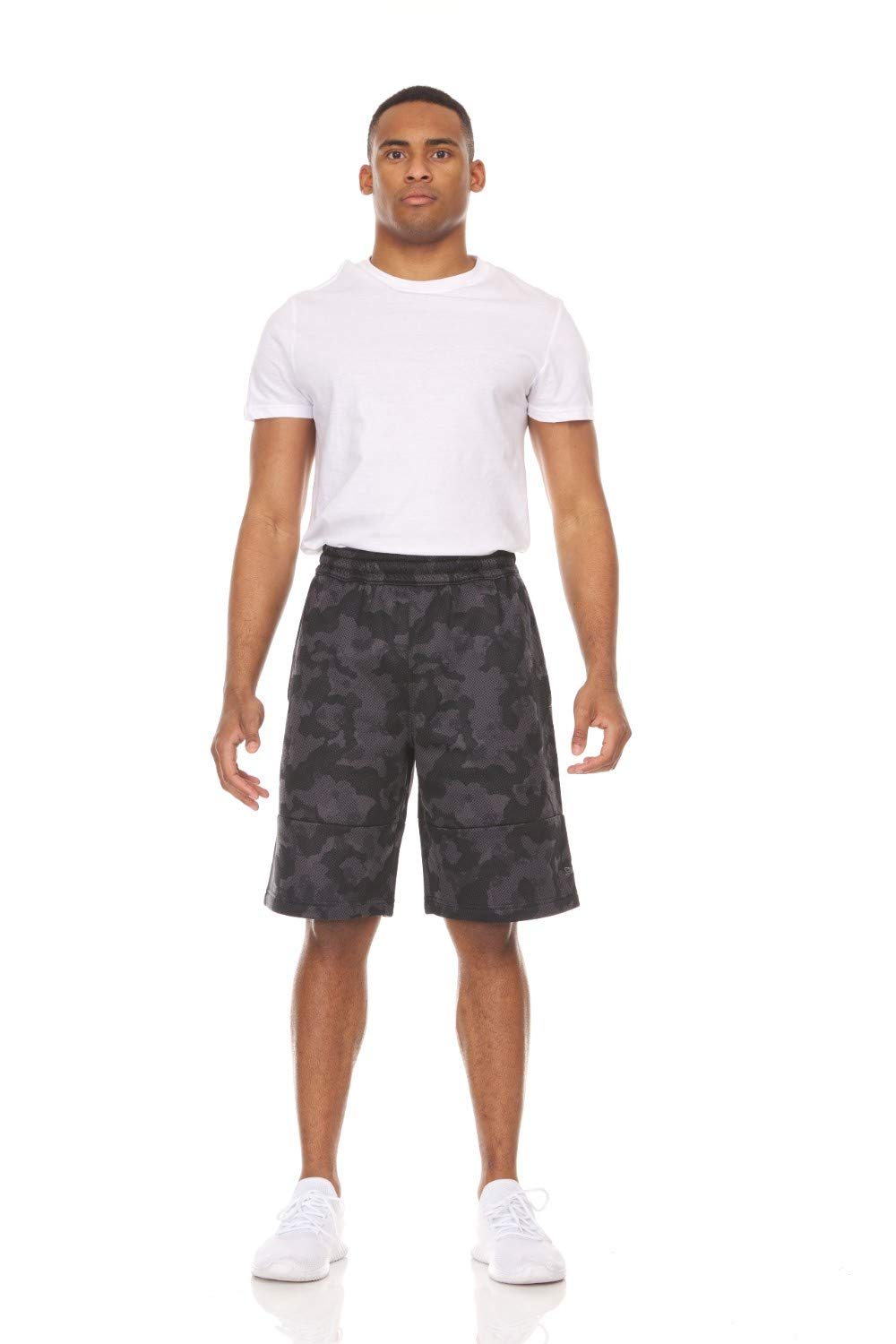 Spalding Mens Performance Regular Fit Fleece Sweat Short, 10" Inseam, Black Bio Camo, L