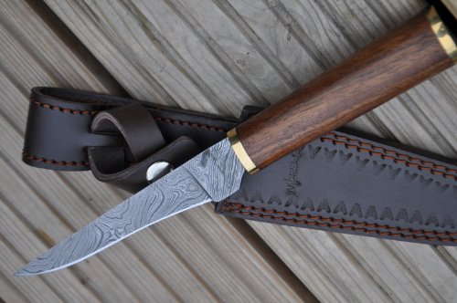 Perkin Knives - Custom Handmade Damascus Hunting Knife - Beautiful Boning Knife