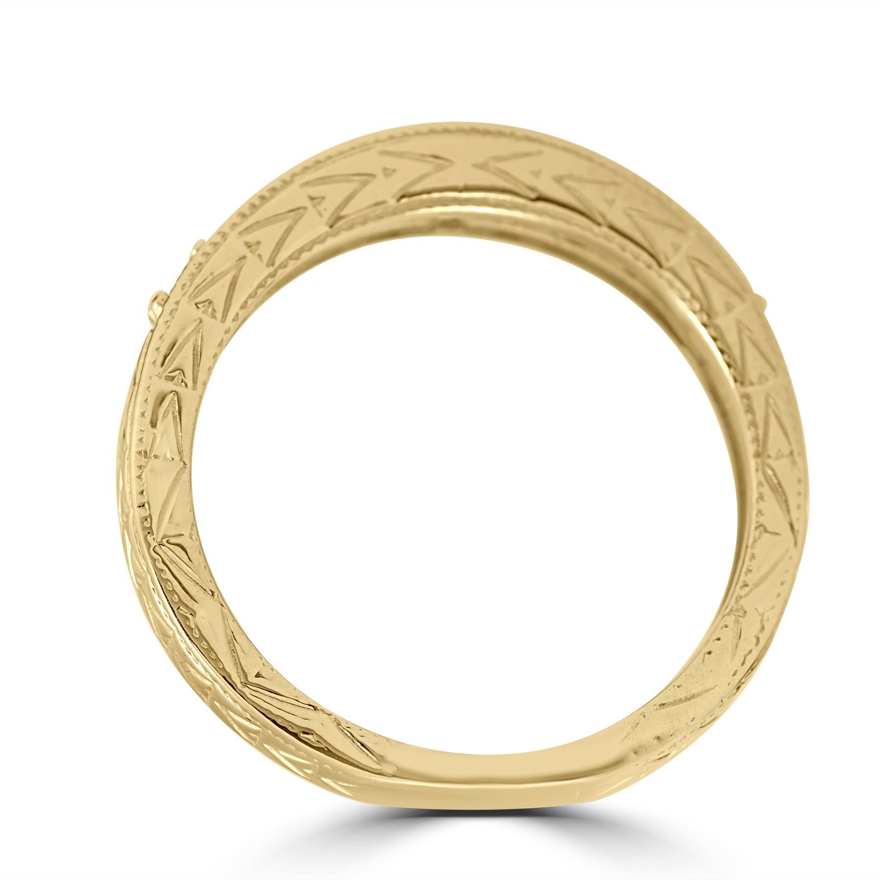 P3 POMPEII3 1/4ct Hand Engraved 14k Gold Diamond Wedding Ring - Size 9