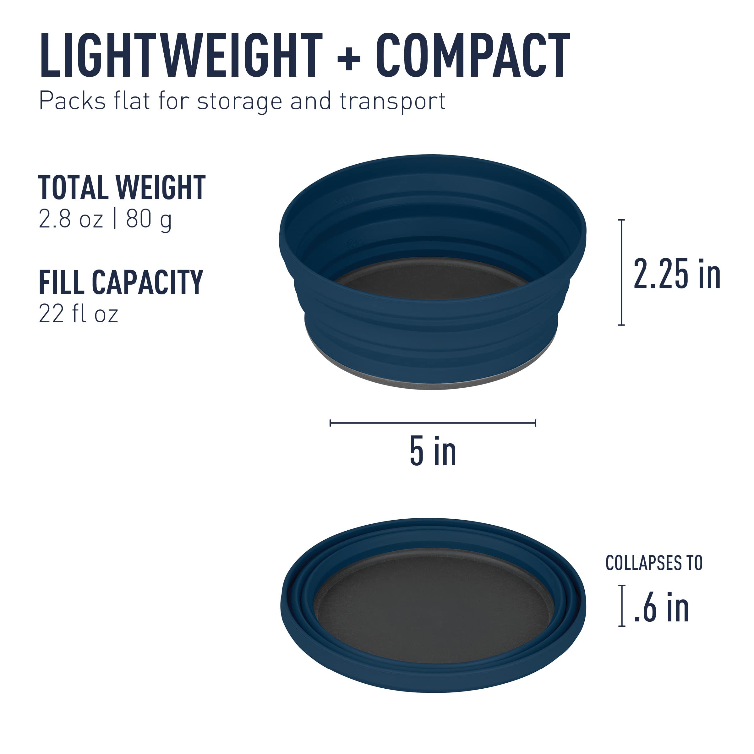 Sea to Summit X-Bowl Collapsible Silicone Camping Dish, Original (22 fl oz), Sand