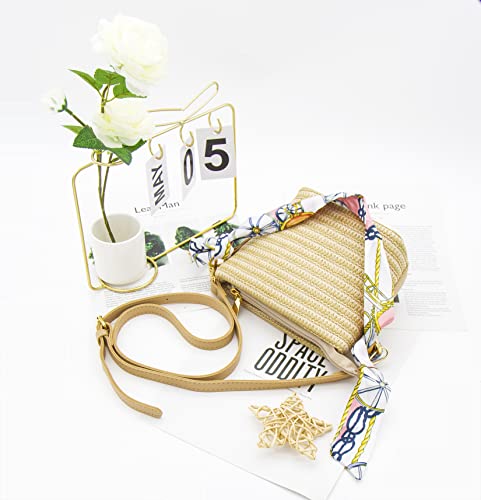 UEOE Straw Purse For Women Crossbody Bag Summer Rattan Beach Bag Wicker Shoulder Bag (Style A)