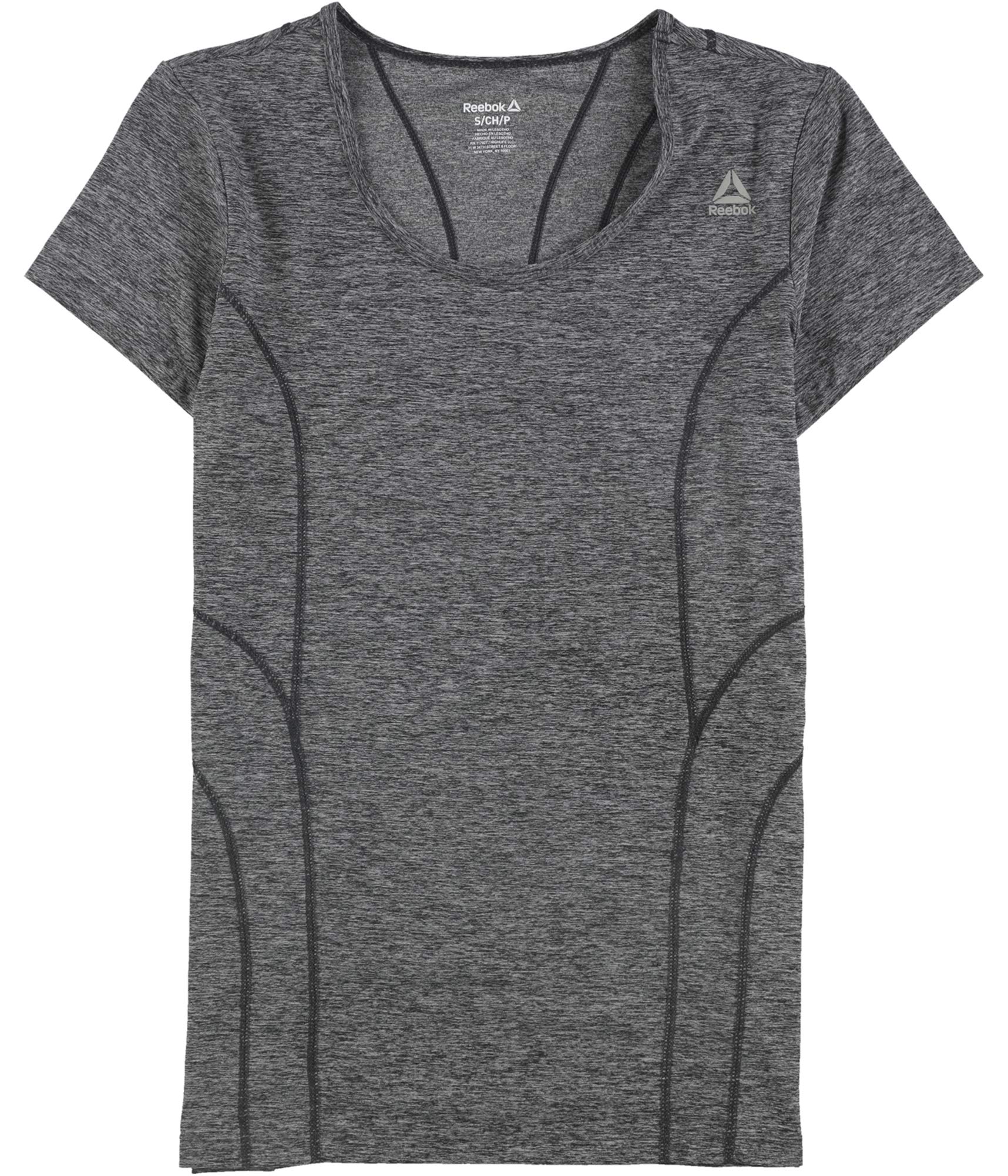 Reebok Womens Reversed Marled Basic T-Shirt, Black, X-Large
