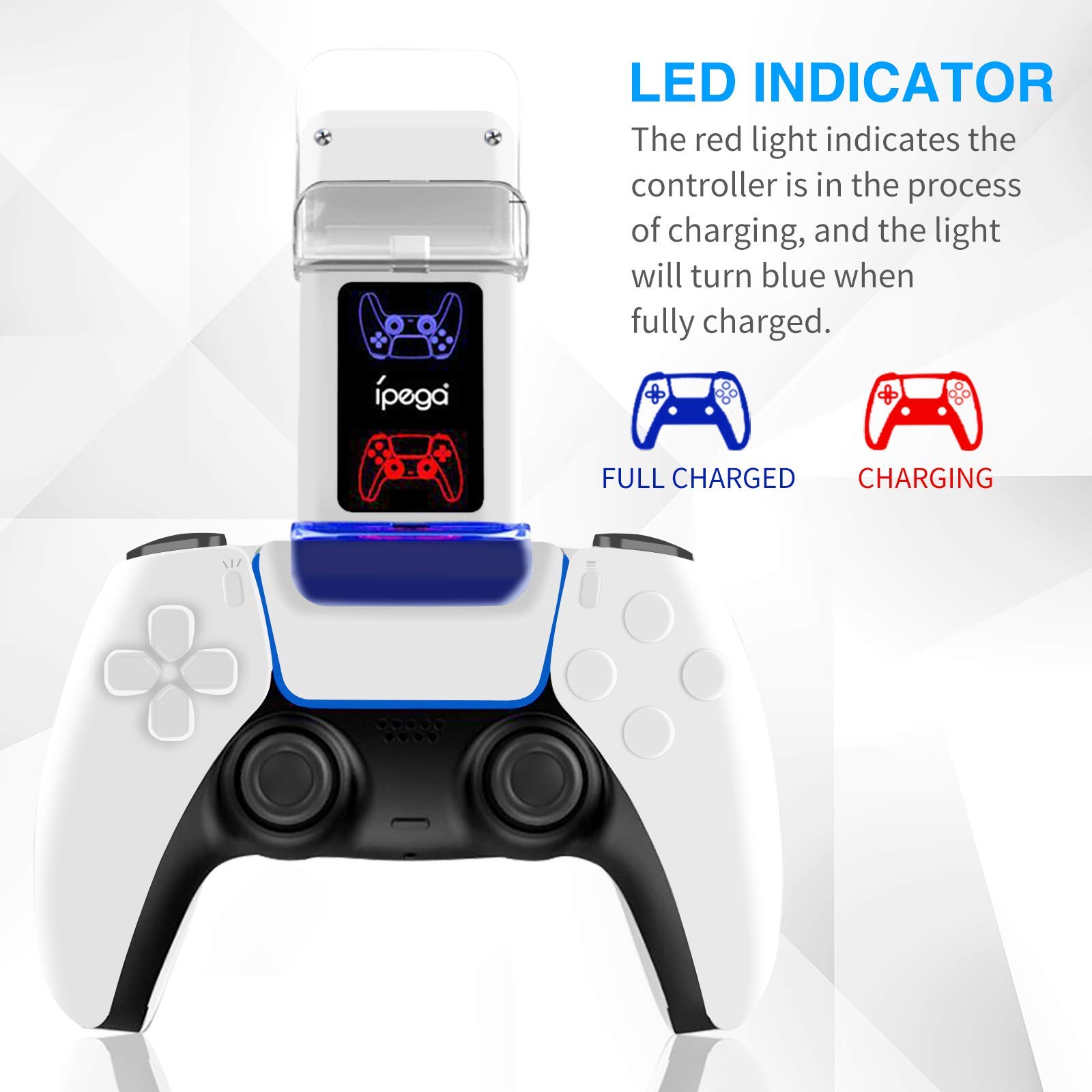 PS5 Controller Charging Station Dual Docking PS5 Controller Charger USB-C Fast Charging with LED Indicator Charging Station for PS5 Controller