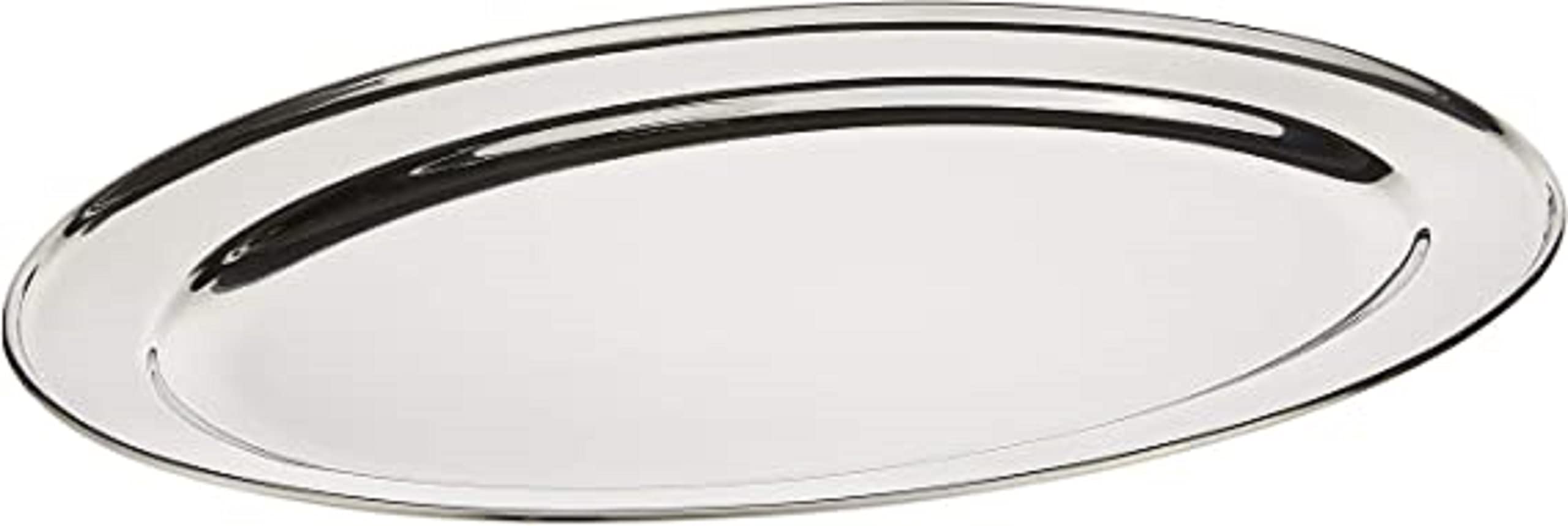 TrueCraftware Set of 2 Stainless Steel 24” Oval Platter- Serving Platters for Appetizer Snack Fruit Cup Cake Server Tray Display Serving Dishes for Entertaining