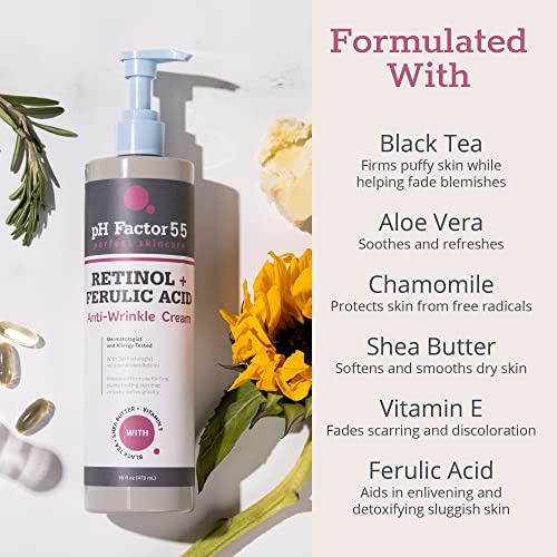 PH Factor 5.5 Clinical Retinol Moisture Cream, Anti-Aging & Skin Firming, 16 Fl Oz w/ Pump, For Face, Body & Hands, Made in USA