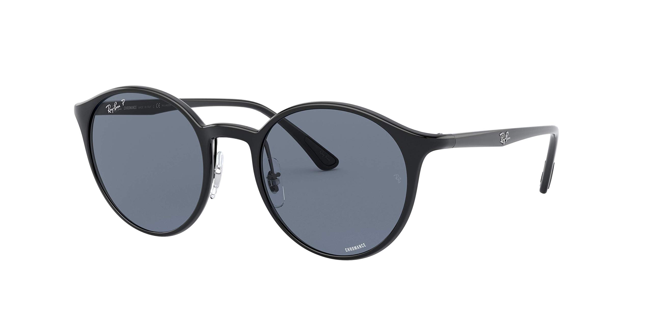Ray-Ban Rb4336ch Chromance Round Sunglasses, Black/Polarized Blue, 50 mm