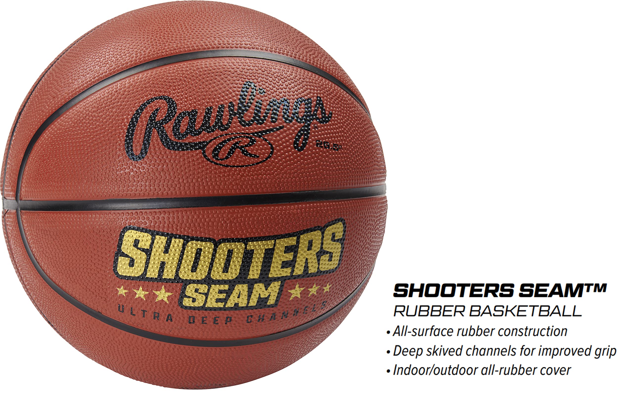 Rawlings Shooters Seam Rubber Official Size Basketball , 29.5"