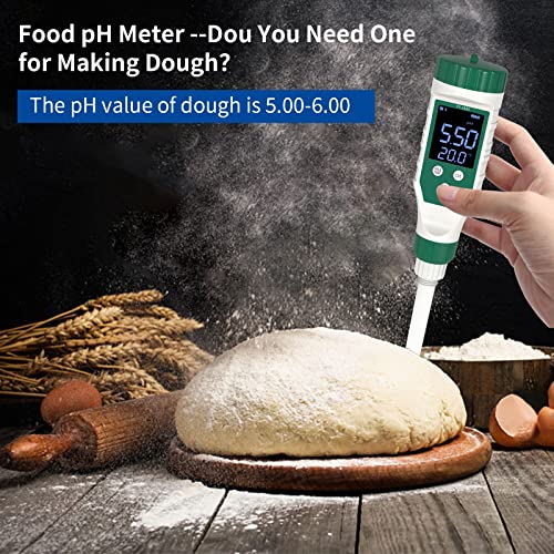 Yewhick Bluetooth Food pH Meter, Digital pH Meter for Food High Accuracy Waterproof Food pH Tester with ATC for Sourdough and Bread Canning, Meat, Cheese, Solid Samples, and Water