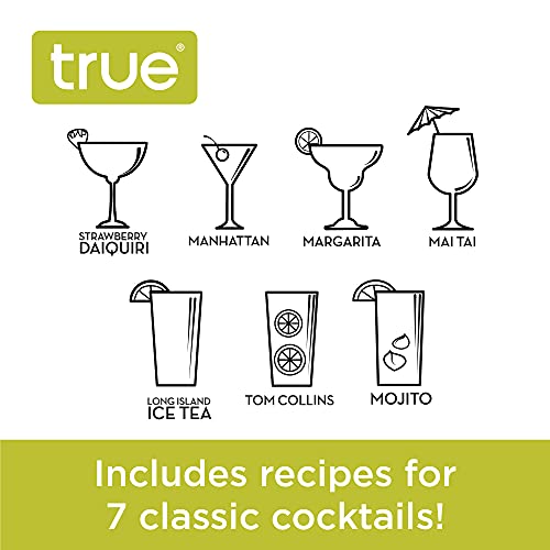 True Cocktail Shaker with Recipes for Cocktails and Ounce Measurements, Built-in Strainer, 16 oz, Clear Plastic