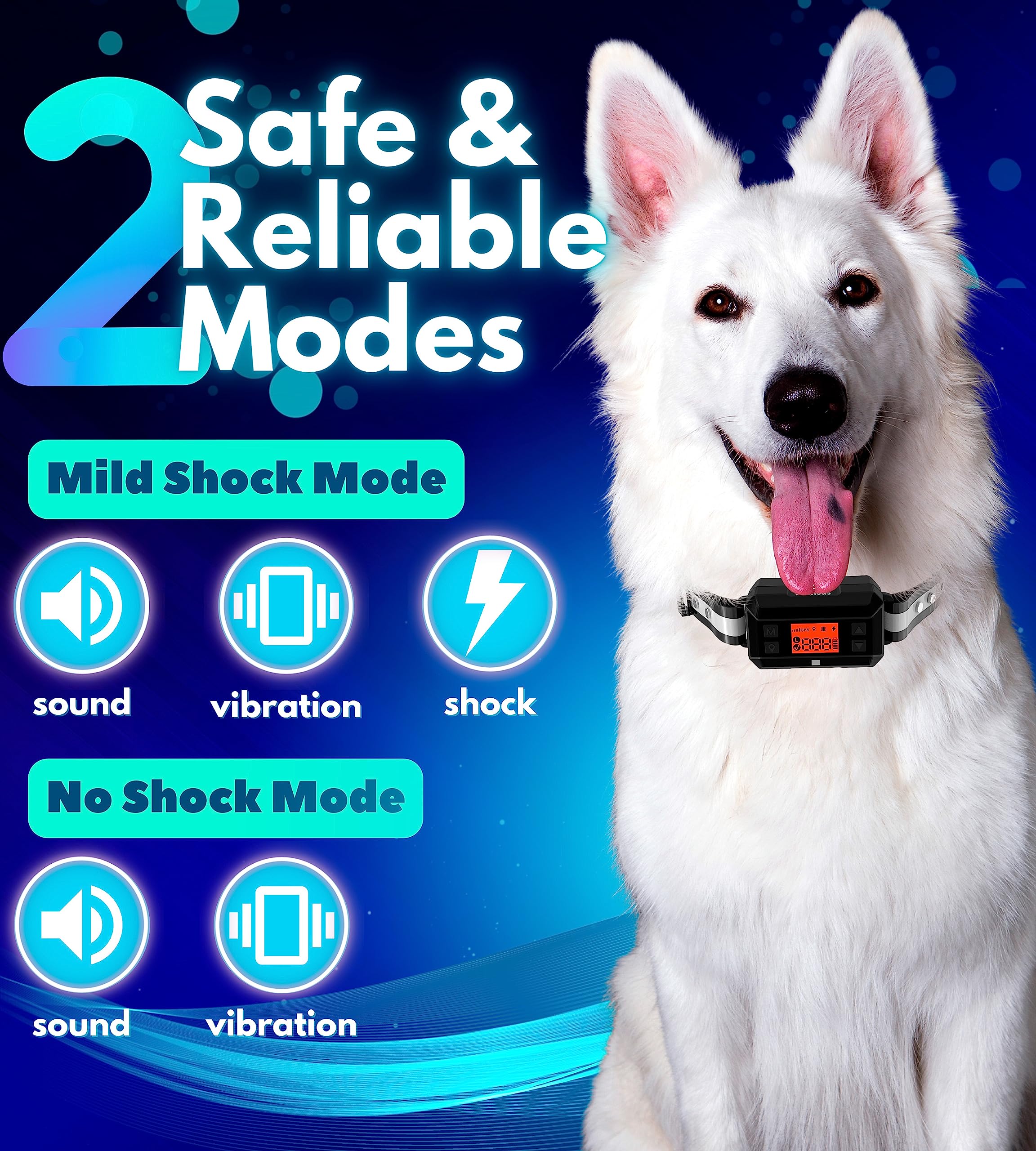 Pawious GPS Dog Fence - 2nd Gen with GPS Signal Boost - Wireless Dog Fence, IPX7 Waterproof, Containment System for Medium and Large Dogs, Size 9-23in