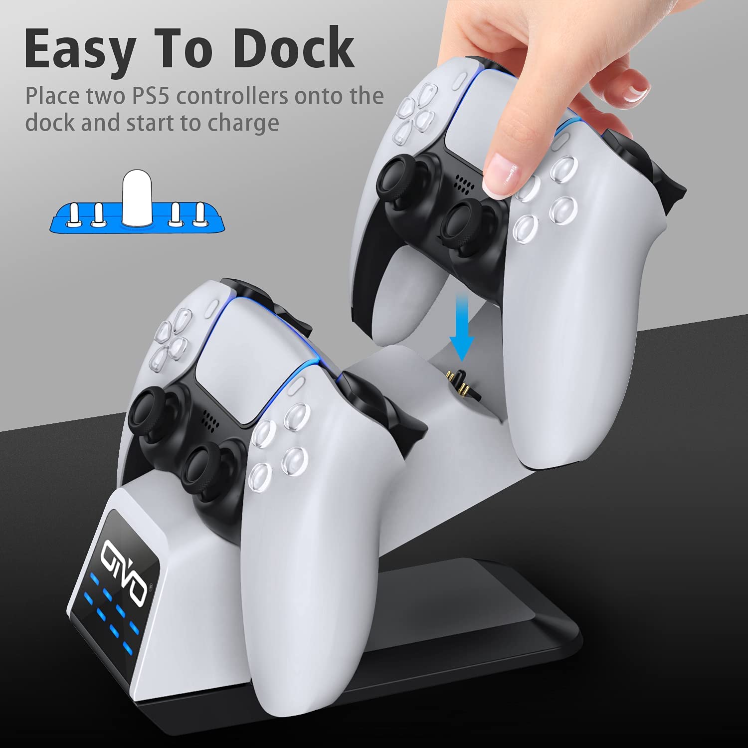 PS5 Controller Charging Station, PlayStation 5 Controller Charger Station with 2-Hour Fast Charging AC Adapter,OIVO PS5 Remote Charger for Game Controller, PS5 Controller Charging Docking Station