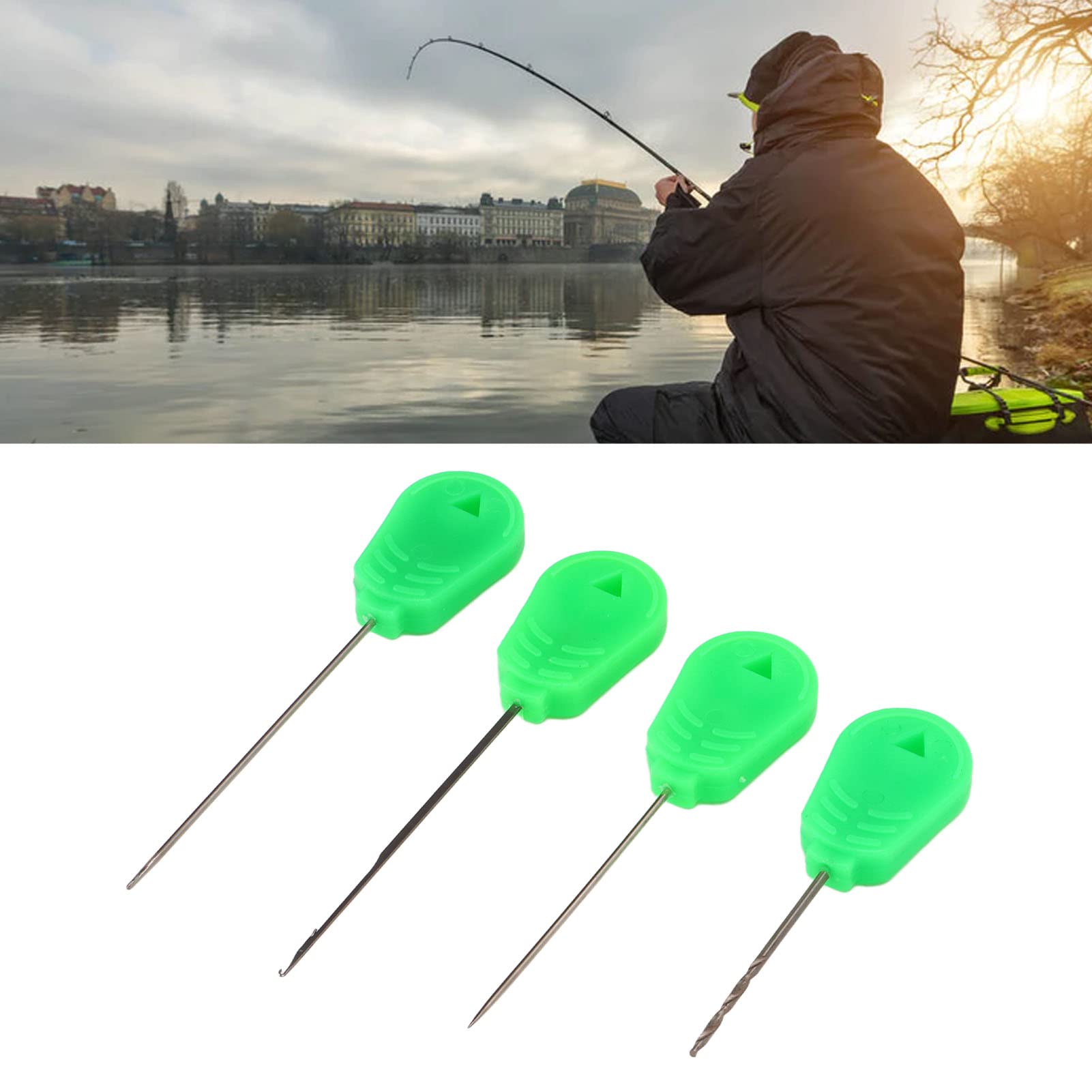 VBESTLIFE Baiting Drill Needle Set,4Pcs Carp Fishing Bait Rig Tool Baiting Rigging Needle Driller Tackle Kit Accessories