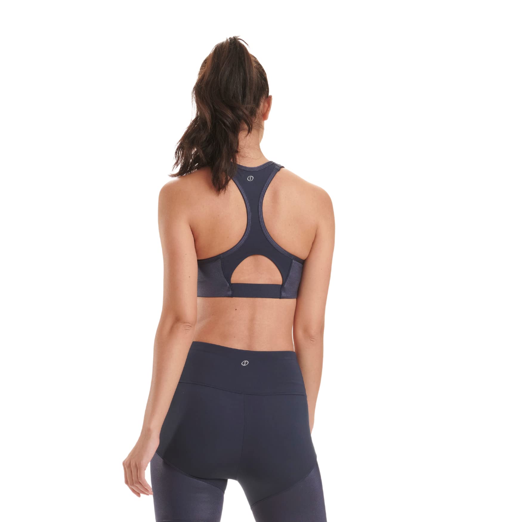 Spalding Women's Active Shine Racerback Sports Bra, Navy Blazer, 1X