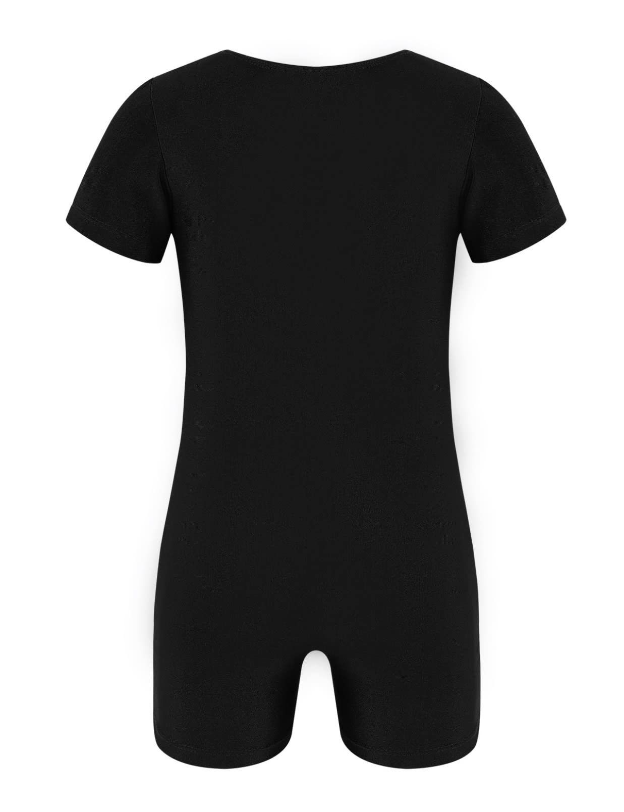 Venjoe Girls Boys Short Sleeves Ballet Dance Unitard Leotard Gymnastics Athletic Workout Biketards Black 6 Years
