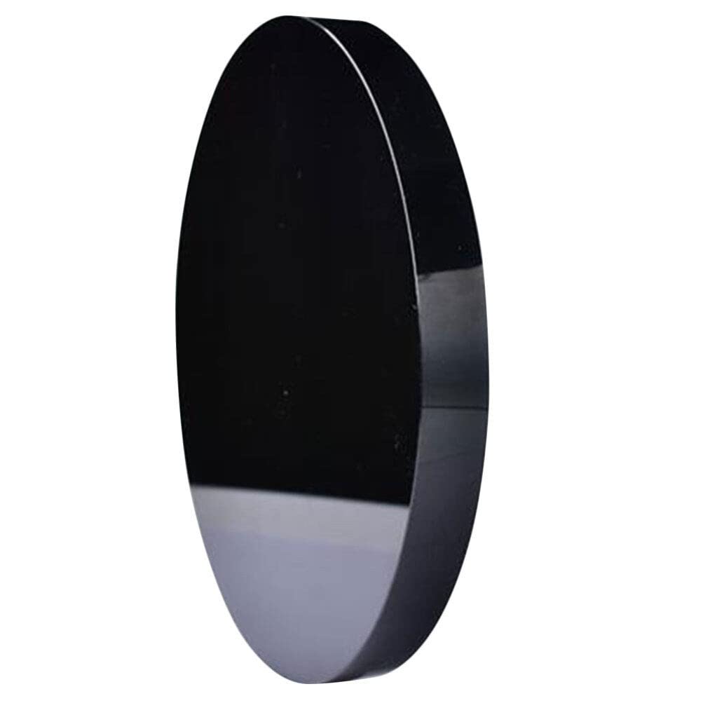 VOSAREA Obsidian Scrying Mirror Natural Black Obsidian Stone Circle Disc Round Plate Feng Shui Mirror for Office Home Desk Decor Crafts