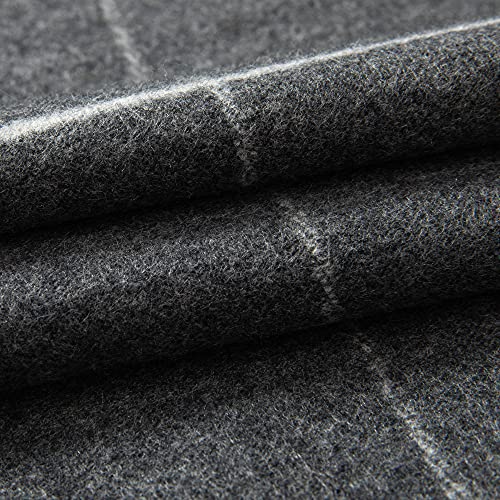 Tonten Men's Winter Classic 100% Australian Wool Scarf Warm Checked Lightweight Knitted Striped Scarves with Gift Box (Gray)