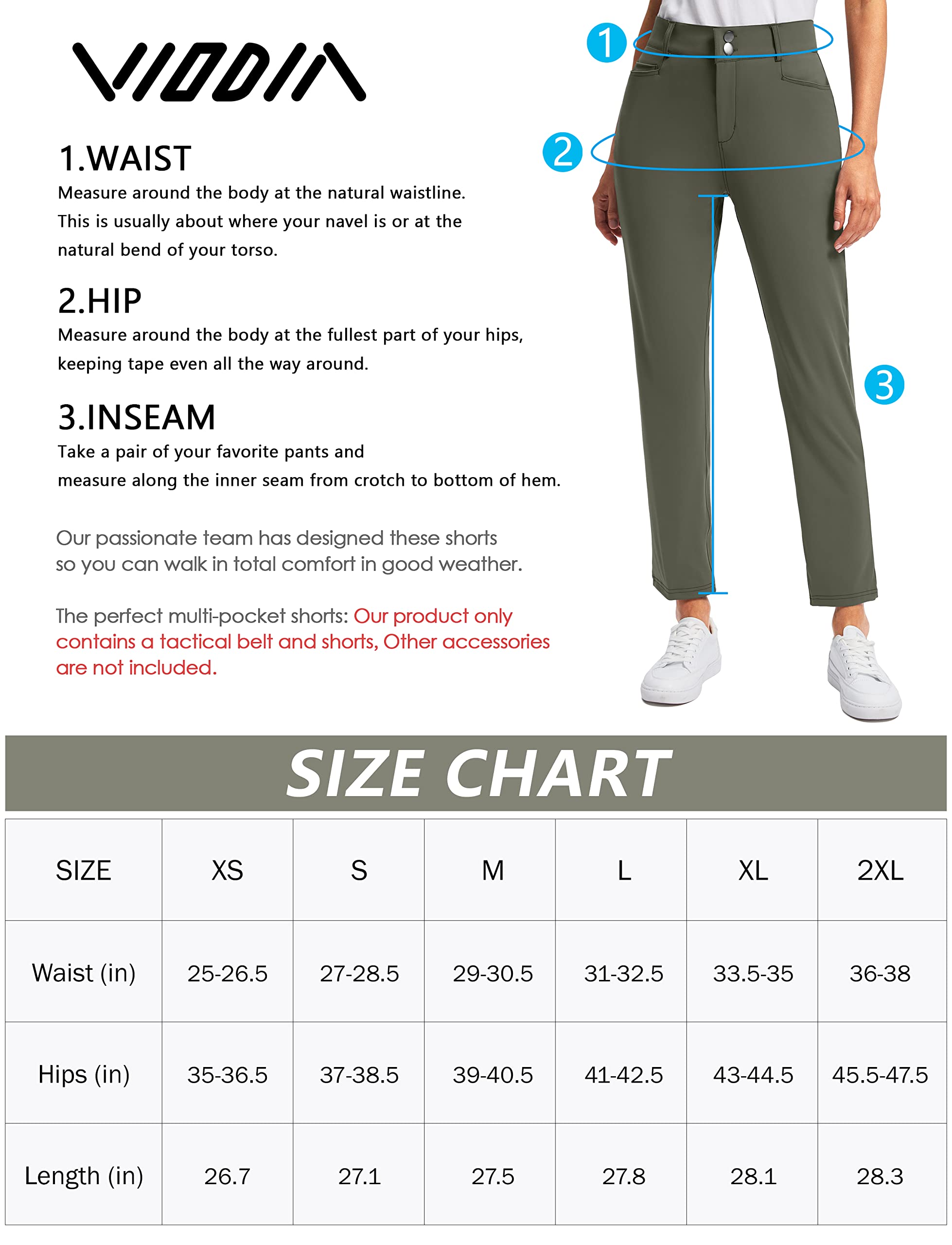 Viodia Women's Golf Pants with Zipper Pockets 7/8 Stretch Ankle Pants for Women Travel Casual Work Dark Grey