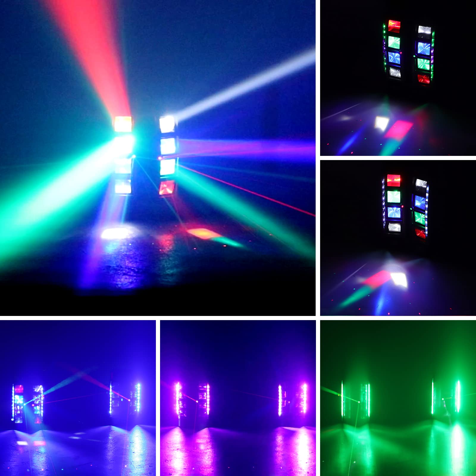 U`King Spider Moving Head Light 8x10W RGBW LEDs Beam DJ Lights and 2 Pixel Light Strips and 2 RG Laser Lights, Sound Activated/DMX-512 Control Perfect for Party Disco Wedding Live Stage Lighting