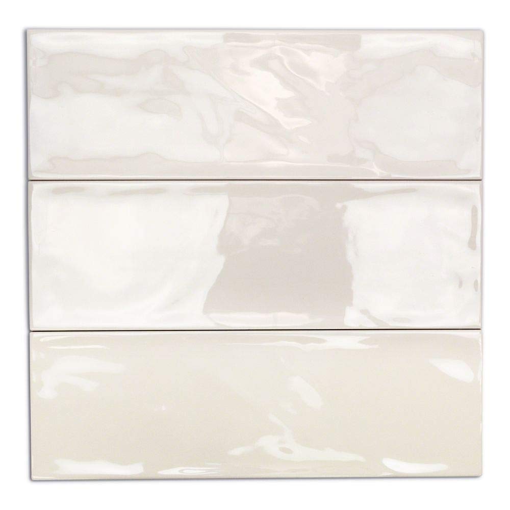 Pier Ivory 4 in. x 12 in. Polished Ceramic Subway Wall Tile Sample