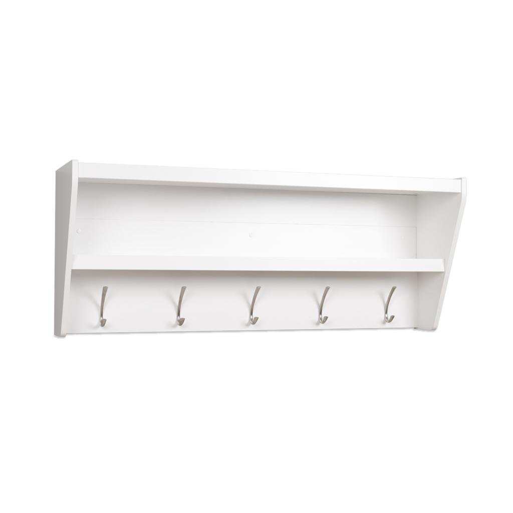 Prepac Floating Entryway Shelf & Coat Rack in White