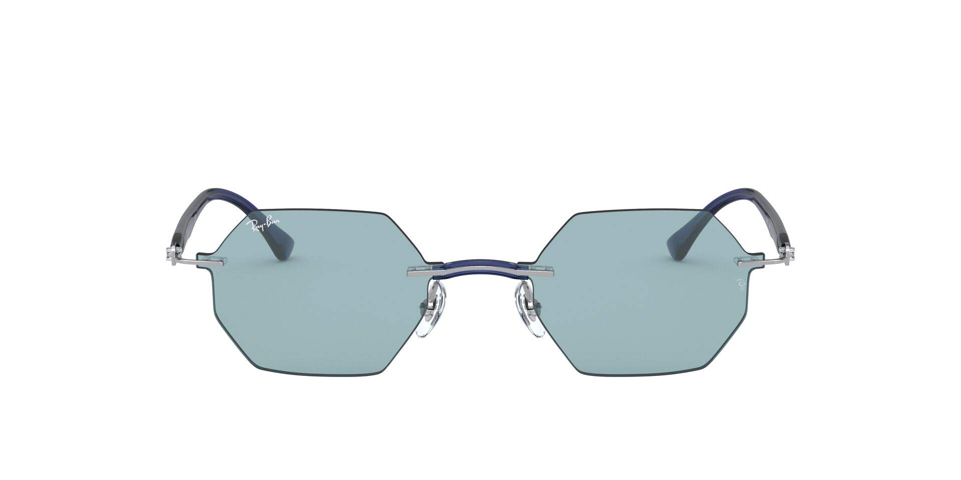 Ray-Ban Rb8061 Titanium Octagonal Sunglasses, Gunmetal/Blue, 53 mm