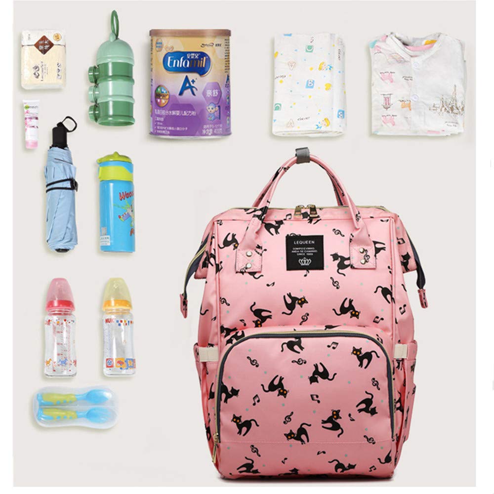 QIXINGHUCat patterned Multi-Function Diaper Bag for Baby Care Wide Open Nappy Bags Handbags Travel Backpack Large Capacity Blue, SIZE(L*W*H):10.24*5.91*14.96in