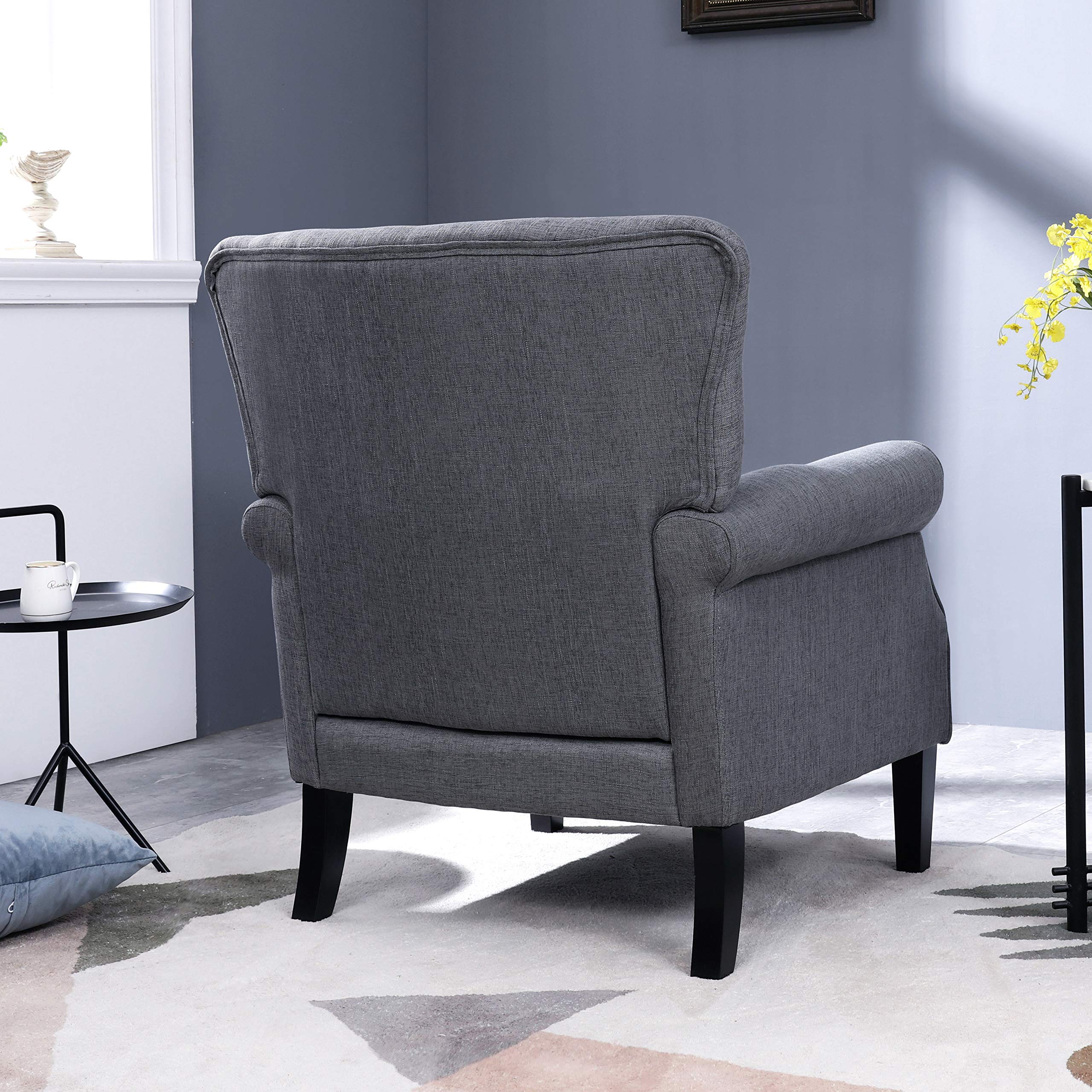 PatioFestival Accent Chair Mid Century Upholstered Roy Arm Single Sofa Modern Comfy Furniture Sofa for Living Room,Club,Office,Bedroom (Large, Deep Grey)