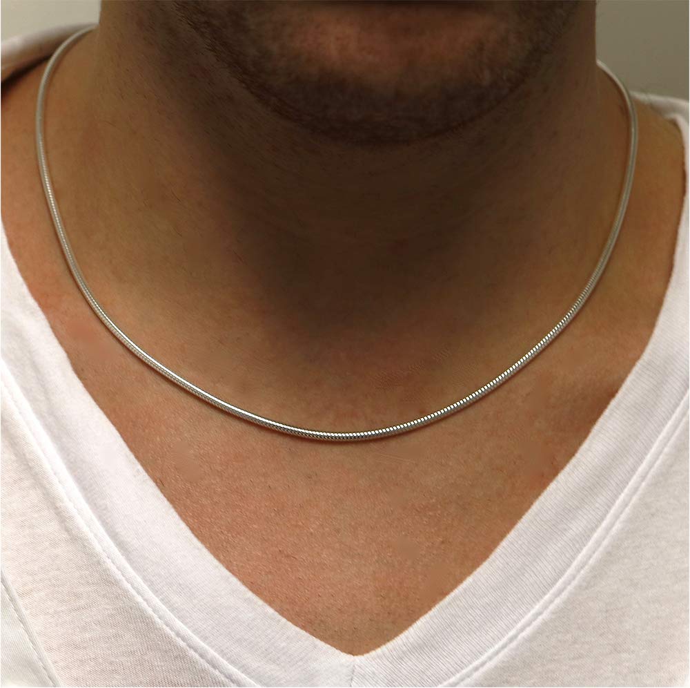 Sterling Silver 2MM, 2.5MM, 3MM, 4MM, 5MM Solid Round Snake Chain Necklace- Flexible Snake Chain Necklace, Round 925 Sterling Silver Necklace,Made In Italy, Jewelry Accesorries Gadgets