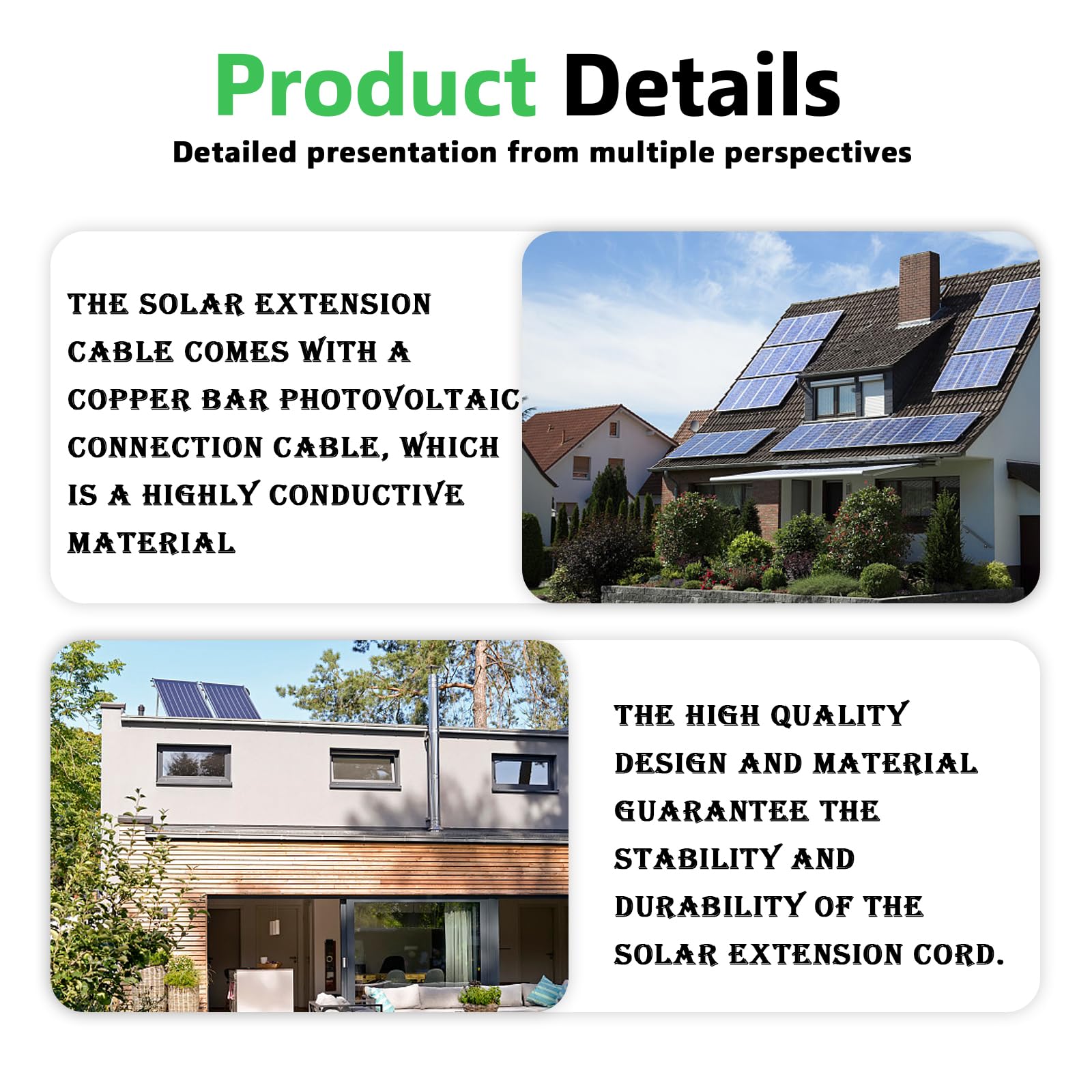 Rhitchy Solar Panel Extension Cable: 2 Pack Flat Solar Panel Cable, Solar Wire 90 Degrees Can be Bent Through The Window Photovoltaic Extension, Copper Row Photovoltaic Connecting Wire(42cm)
