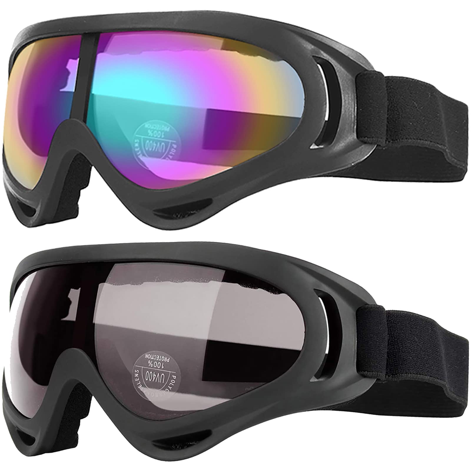 Peicees Pack of 2 Ski Goggles for Women Men Kids Snow Sports Motorcycle Snowboard Goggles