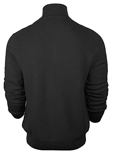 Polo RL Men's Waffle Knit Half Zip Sweatshirt (Small, Black)