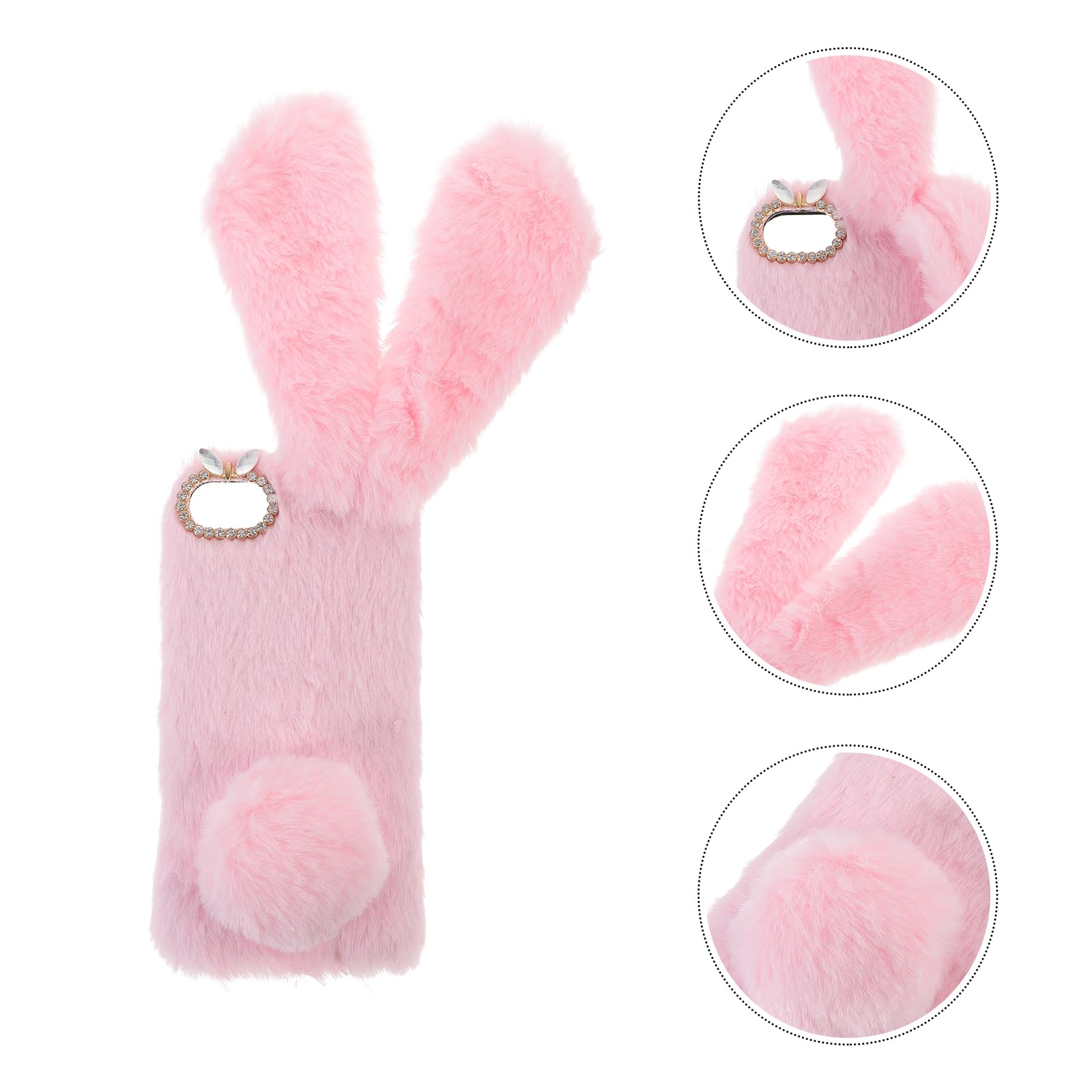 Plush Bunny Case for New SE 2, Adorable Fluffy Plush Faux Rabbit Fur Protective Case for girl, Cute Furry Soft Stuffed Plush Animal Cover for 7/8/SE 2020 (pink)