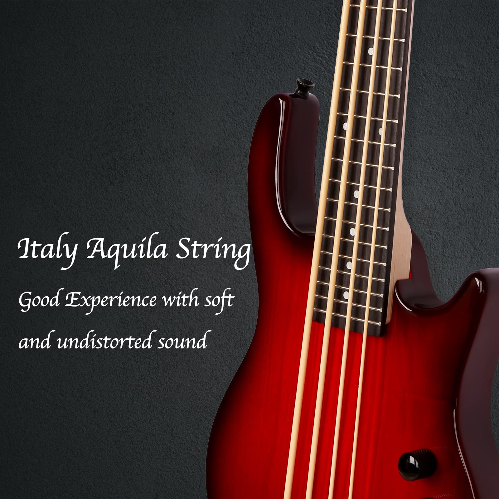 Ukulele Bass, GECKO U BASS, 34 inch Electric Bass 4 String with Strap and Guitar Bag 34 inch (Red)