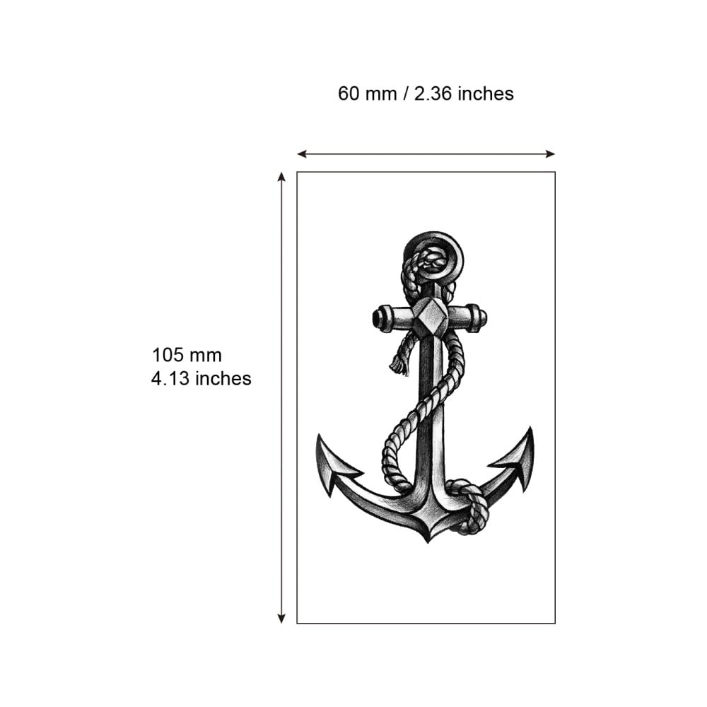 SanerLian Set of 5 Waterproof Temporary Fake Tattoo Stickers Grey Anchor Ship (SF4406)