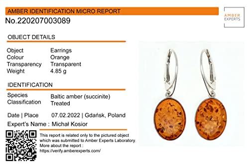Sterling Silver and Baltic Amber French Leverback Honey Amber Oval Earrings Alaina