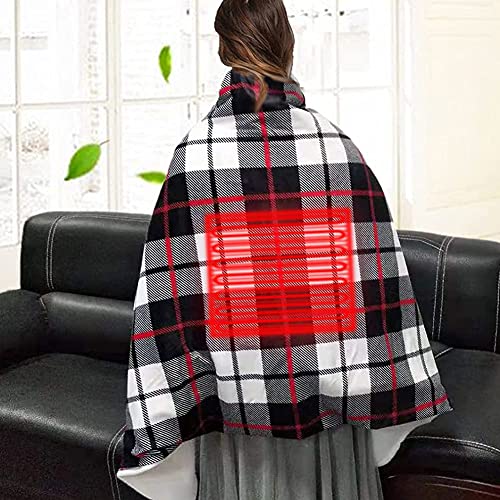 USB Heated Throw Blanket Shawl, Portable Heated Throw Electric Lap Blanket with 3 Heating Settings, Electric Heated Blanket and Throws Cordless Wrap Shawl for Women