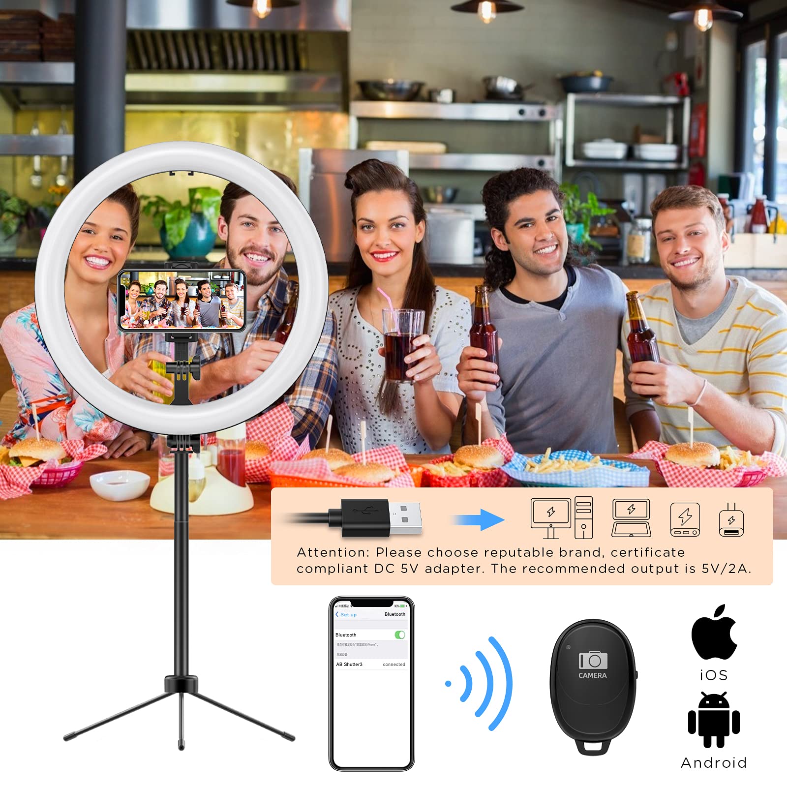 SEENDA 12'' Selfie Ring with 30'' Tripod Stand and Phone Holder, 3000K-5600K Large Circle Light with Bluetooth Remote for Photography/YouTube Video/Self-Portrait Shooting/Live-Stream