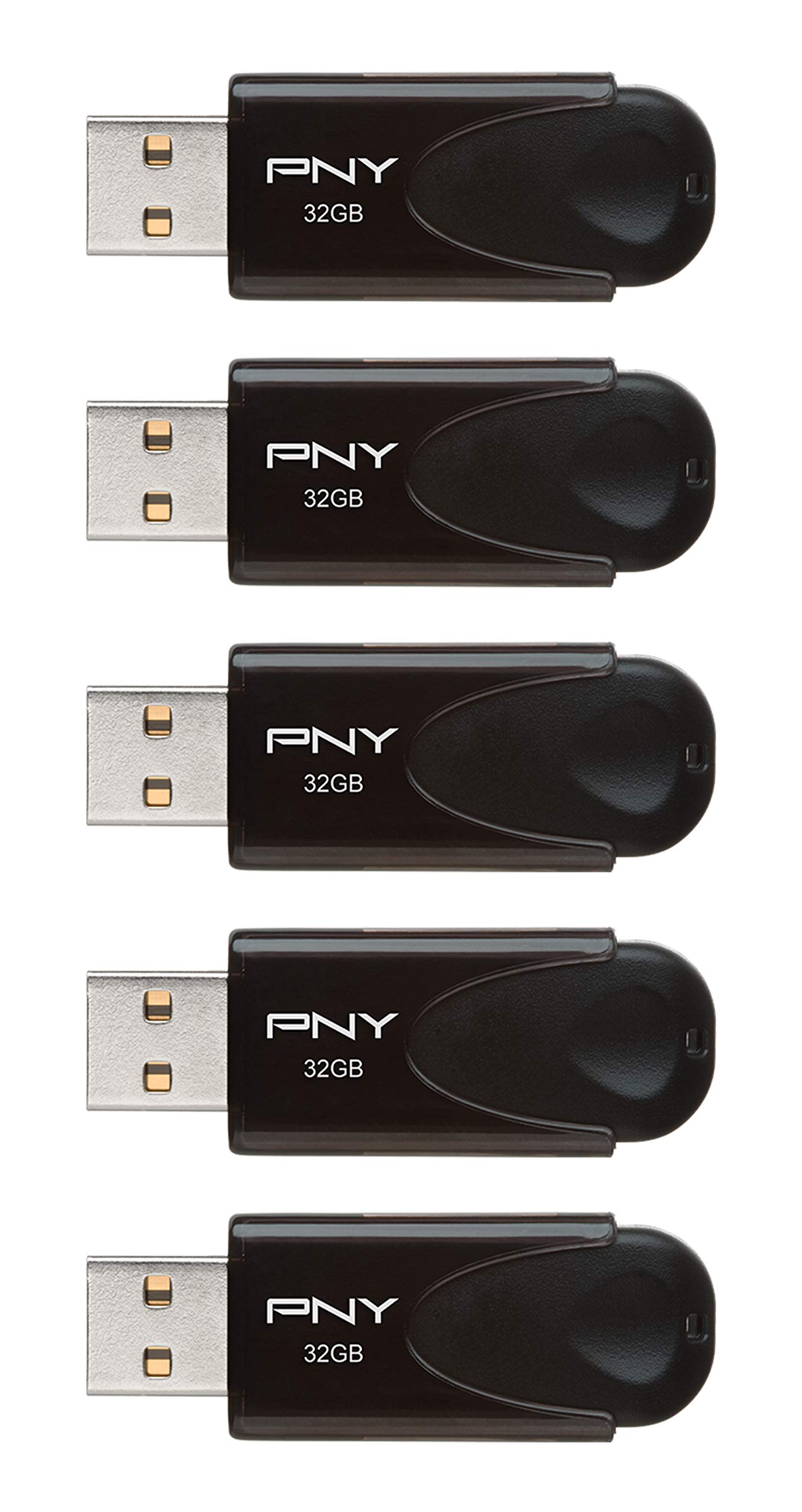 PNY 32GB Attaché 4 USB 2.0 Flash Drive 5-Pack,Black